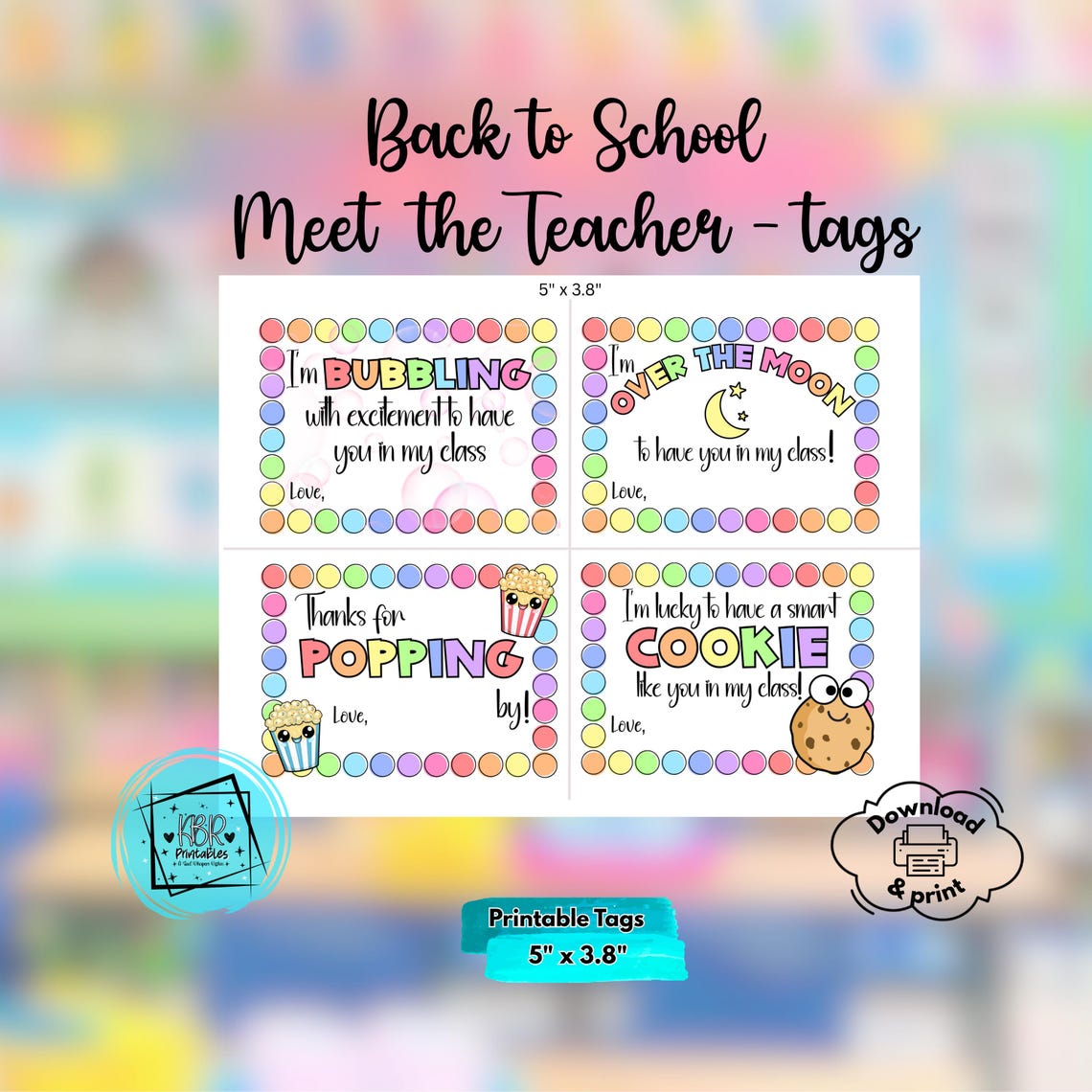 Back to School Printable Gift Tags – 4 Bright, Easy Meet the Teacher ...