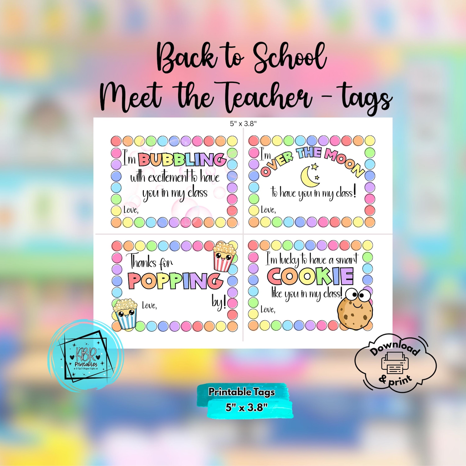 Back to School Printable Gift Tags – 4 Bright, Easy Meet the Teacher ...