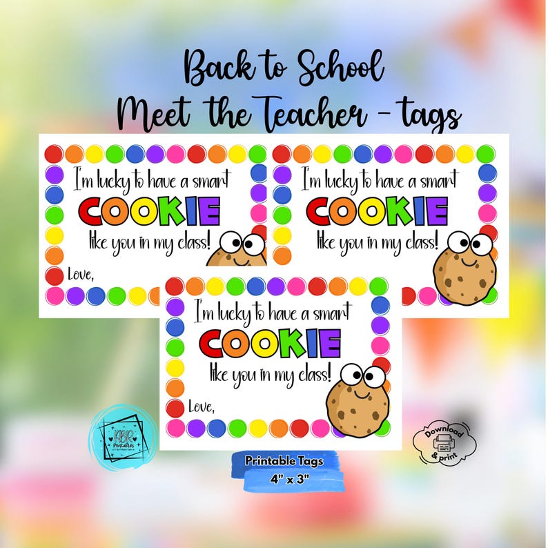 Back to School Printable Gift Tags – One Smart Cookie Favor Happy First ...