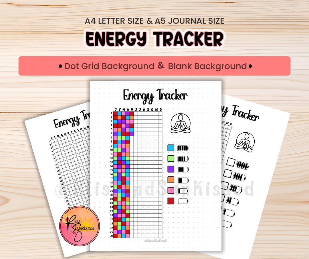 Energy Tracker Printable Daily Energy Level Journal Page Mood Health ...
