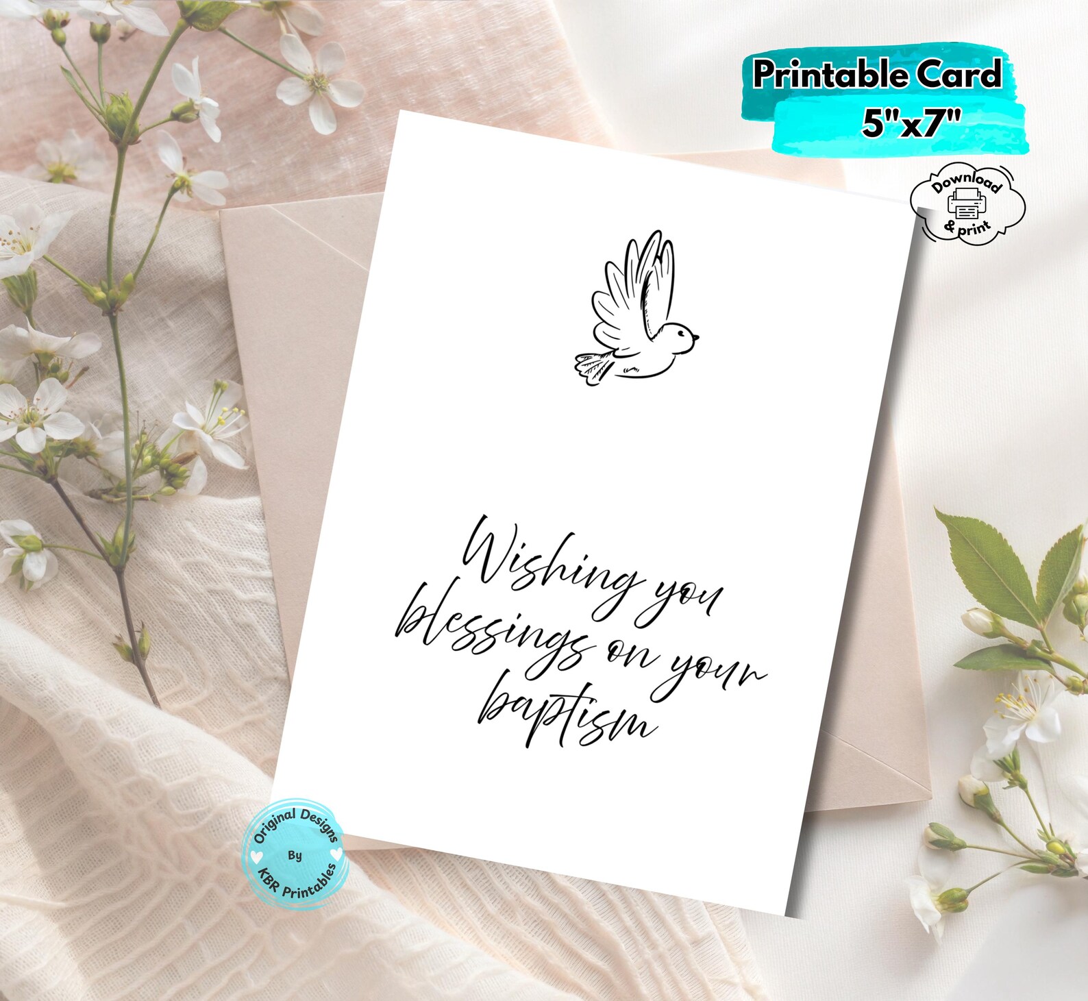 Printable Baptism Greeting Card Digital Religious Baptismal Card on ...
