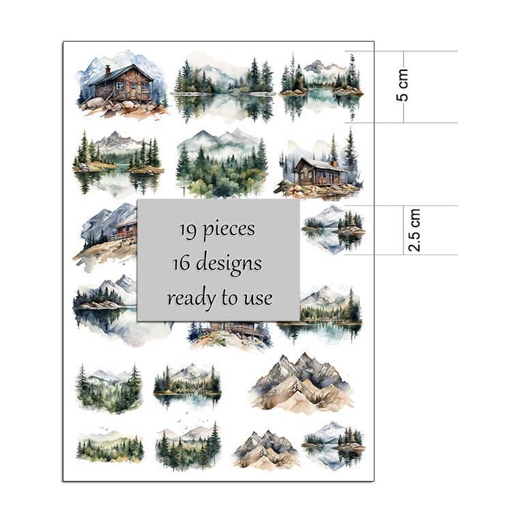 Mountains Ceramic Decal, A4 Page Size, Ceramic Decal, Digital Decal ...