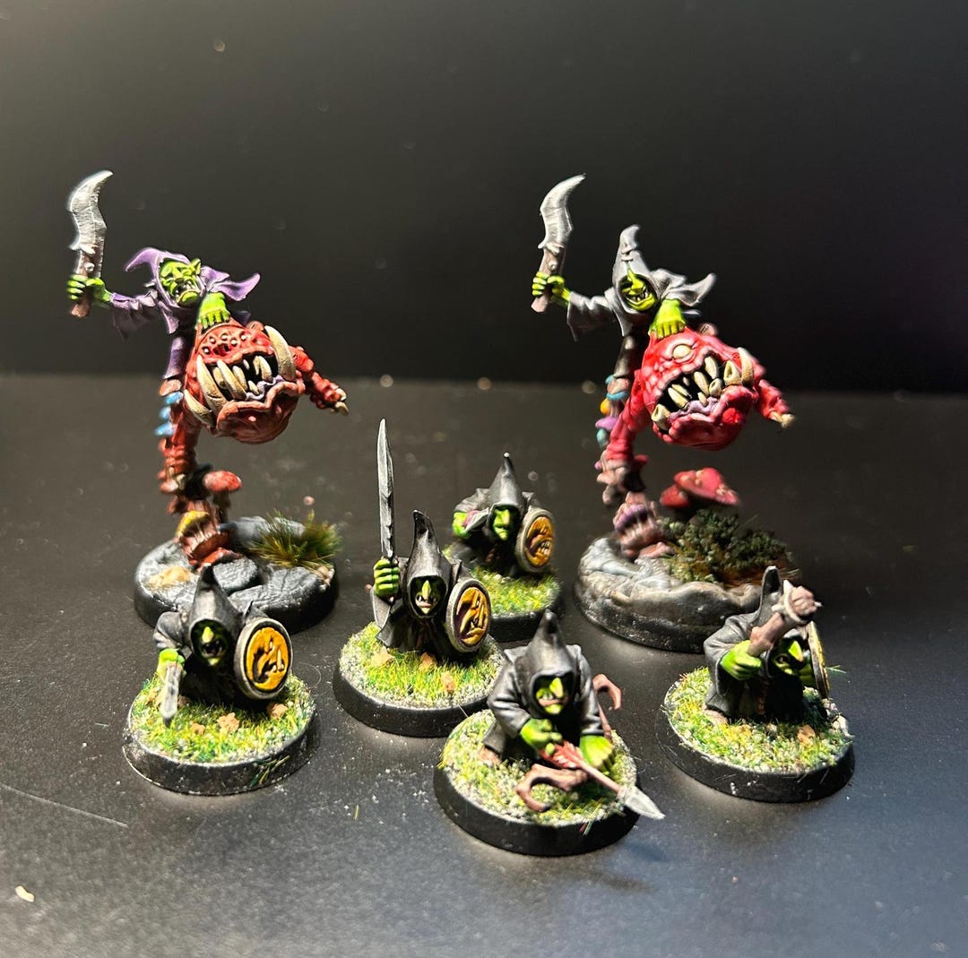 Pro-painted Warhammer, Age of Sigmar, Goblin War Band Plus Two Squig ...