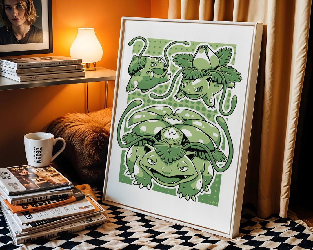 Venusaur Evolution Poster | Classic Green Pokémon Print Featuring ...