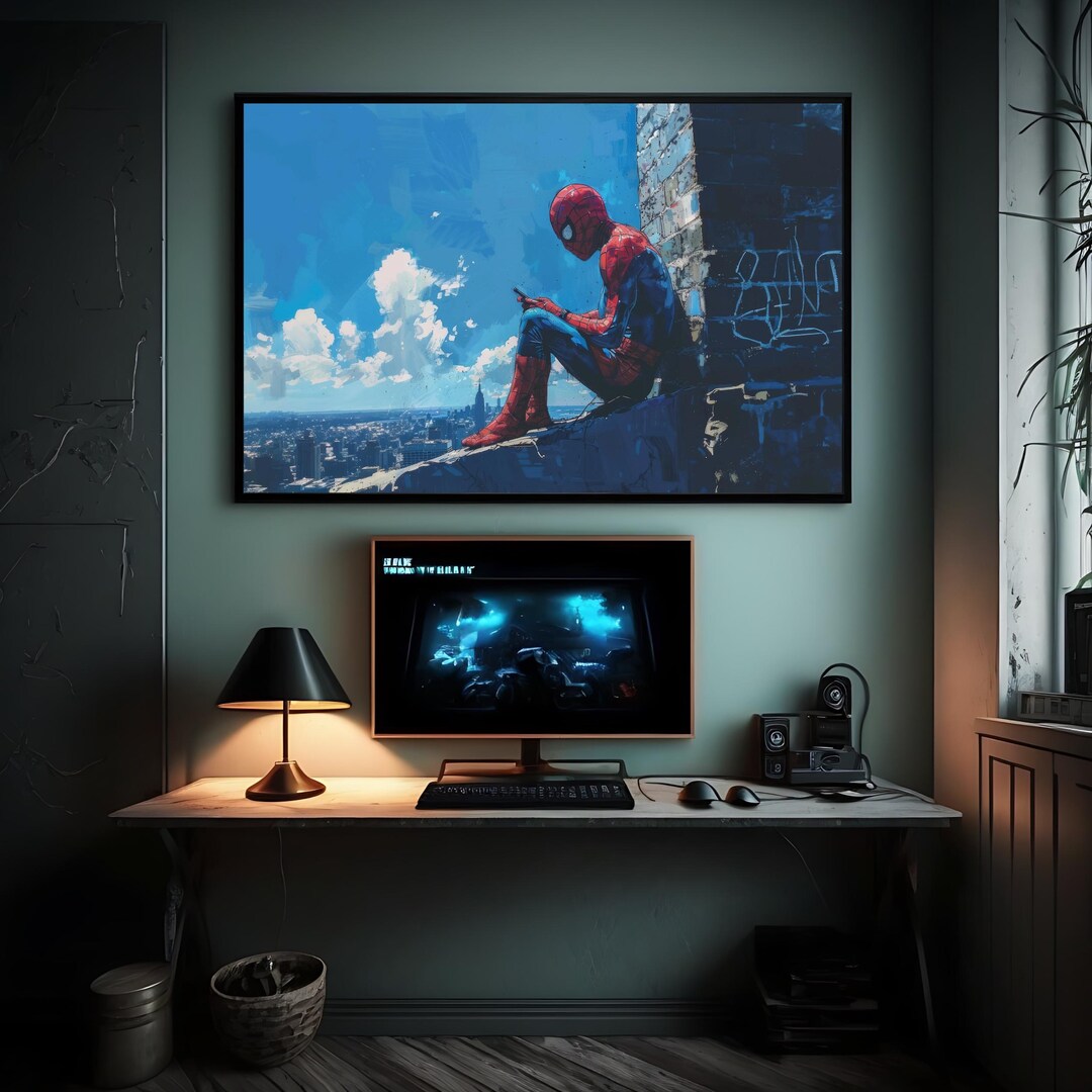 Spider-man Rooftop Poster · Comic Style Marvel Wall Art · Spidey Phone ...