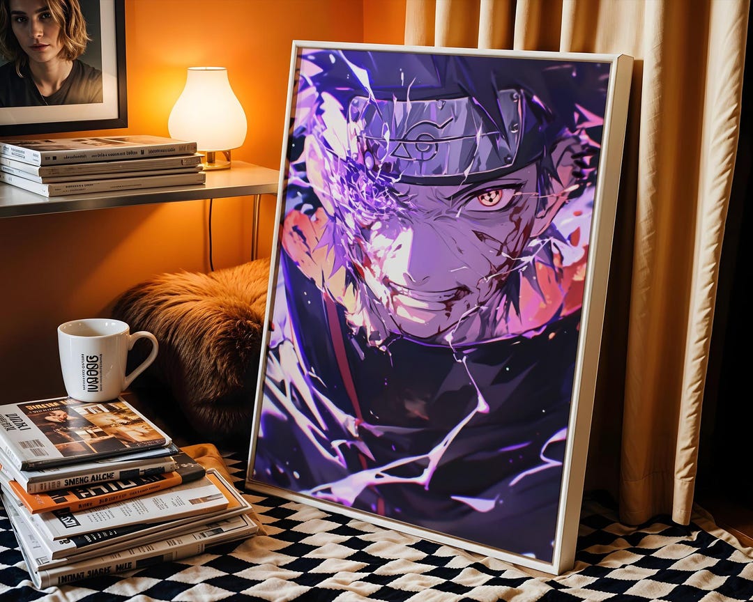 Obito Shattered Mask Poster | Dark Purple Anime Wall Art for Naruto ...