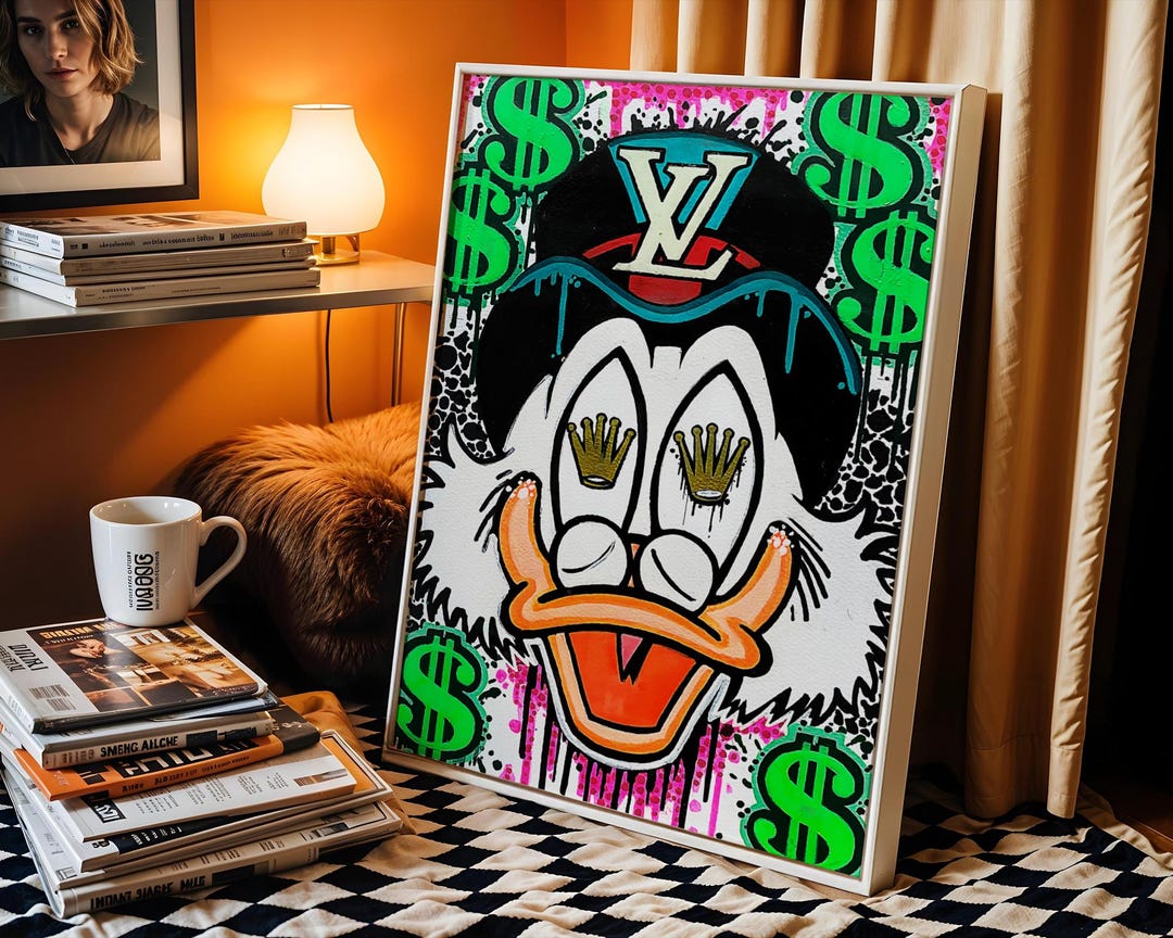 Scrooge Mcduck Rolex Eyes Graffiti Print | LV Hat, Luxury Cartoon Pop ...