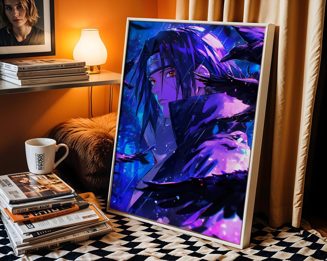 Itachi Uchiha Crow Anime Poster | Naruto Fan Art | Mysterious Purple ...