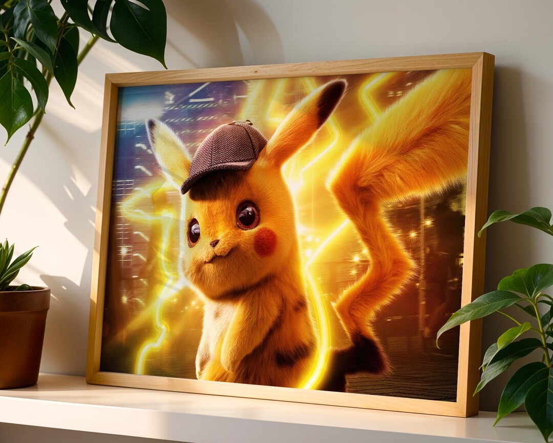 Detective Pikachu Wall Art – Realistic Anime-inspired Pokémon Poster ...