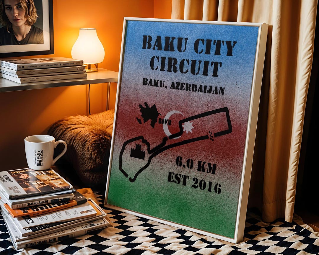 Baku City F1 Circuit Poster | Azerbaijan Grand Prix Spray Paint Wall ...