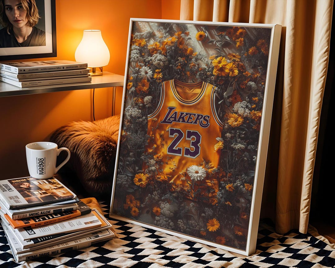 Lakers #23 Art Print | Bold Basketball Poster With Floral Design for ...
