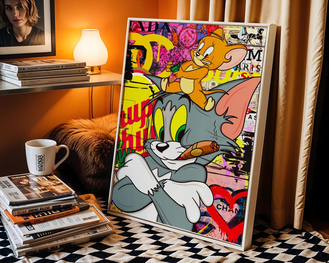 Tom & Jerry Luxury Graffiti Art | Street Pop Poster With Cigar, Chanel ...