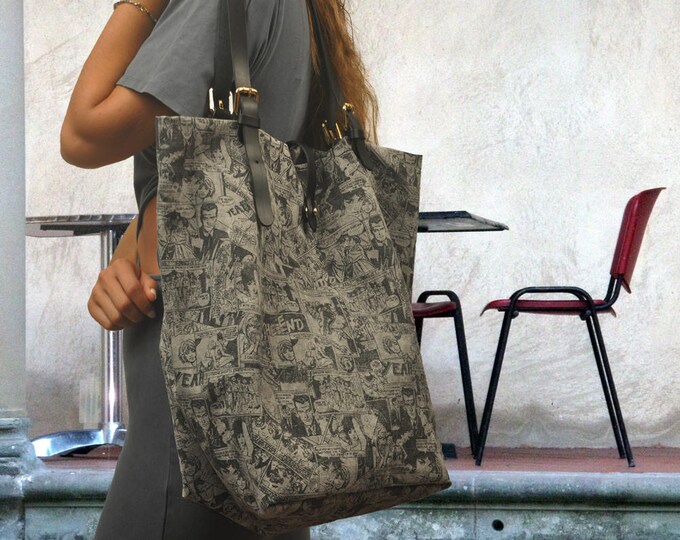 Shopping Bag comics Bag Handmade in Patterned Canvas - Etsy