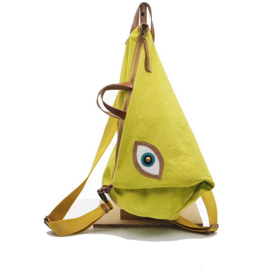 Handmade Convertible ,backpack,shoulder ,cross Body Bag ,in Lime Canvas ...