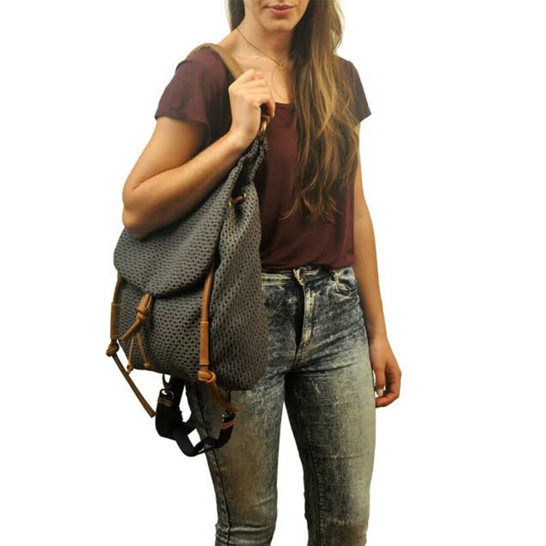 Handmade Shoulder Bag Backpack in Patterned Fabric With - Etsy