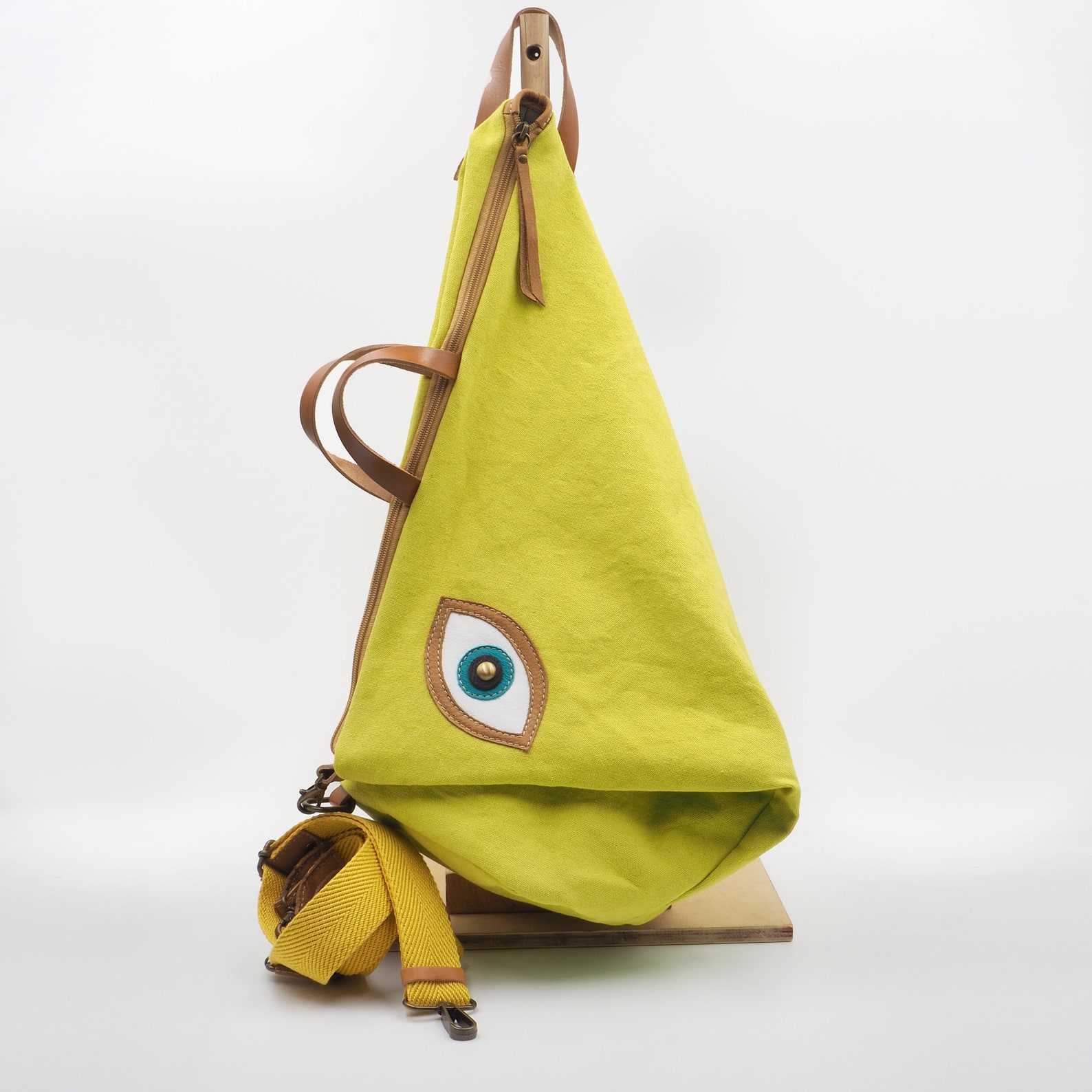 Handmade Convertible ,backpack,shoulder ,cross Body Bag ,in Lime Canvas ...