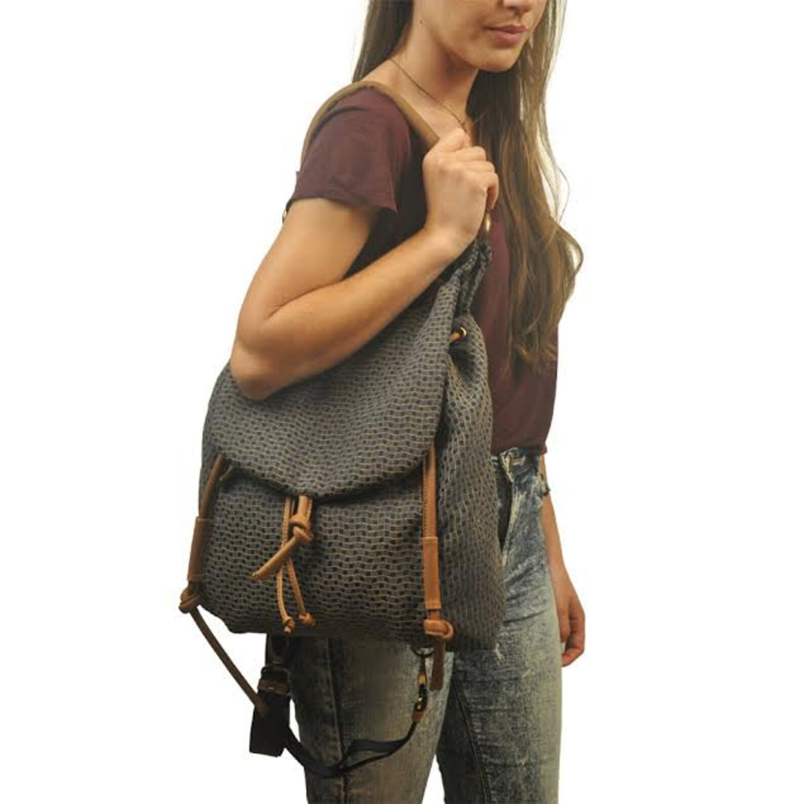 Handmade Shoulder Bag Backpack in Patterned Fabric With | Etsy