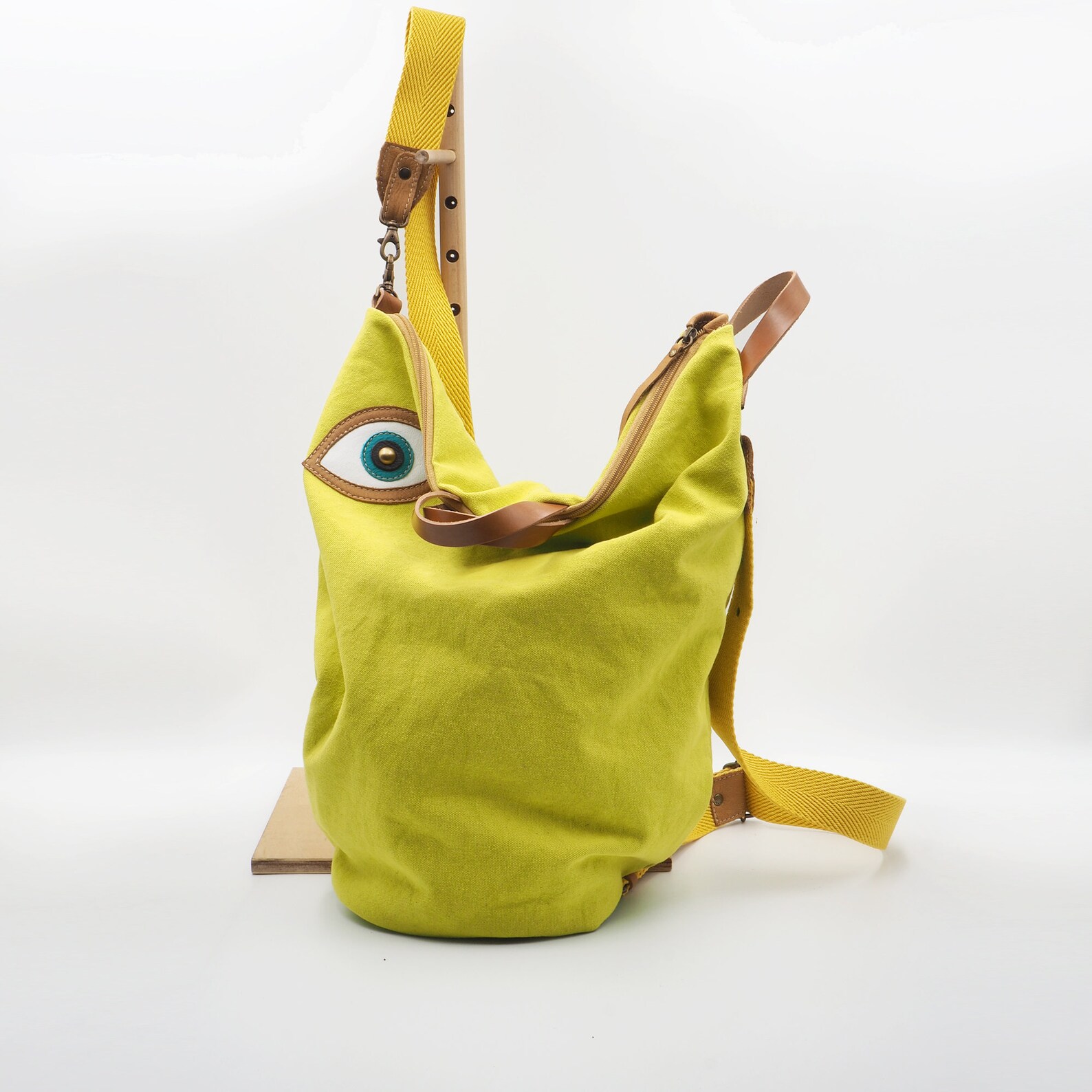 Handmade Convertible ,backpack,shoulder ,cross Body Bag ,in Lime Canvas ...
