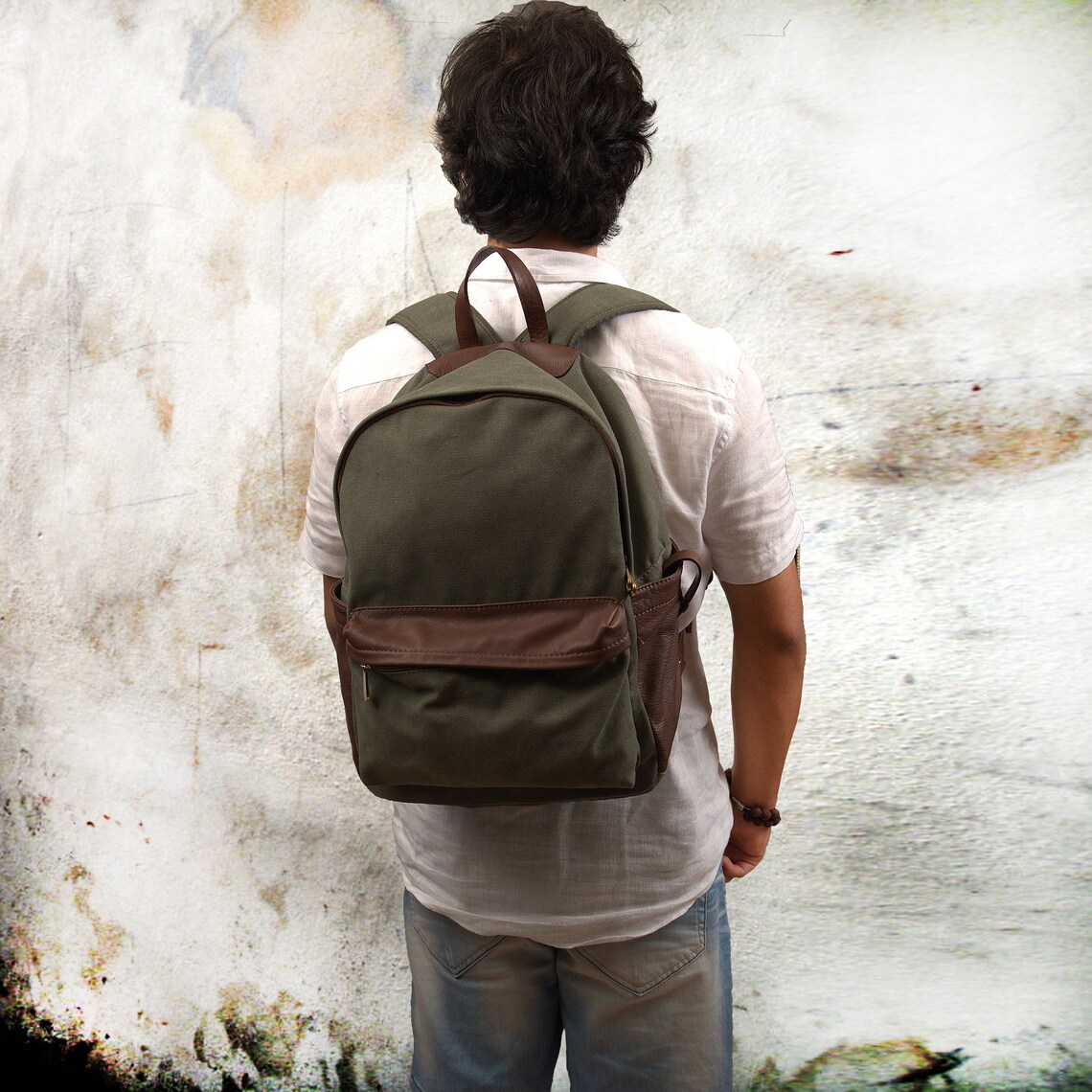 Handmade Men's Canvas-leather Backpacknamed | Etsy