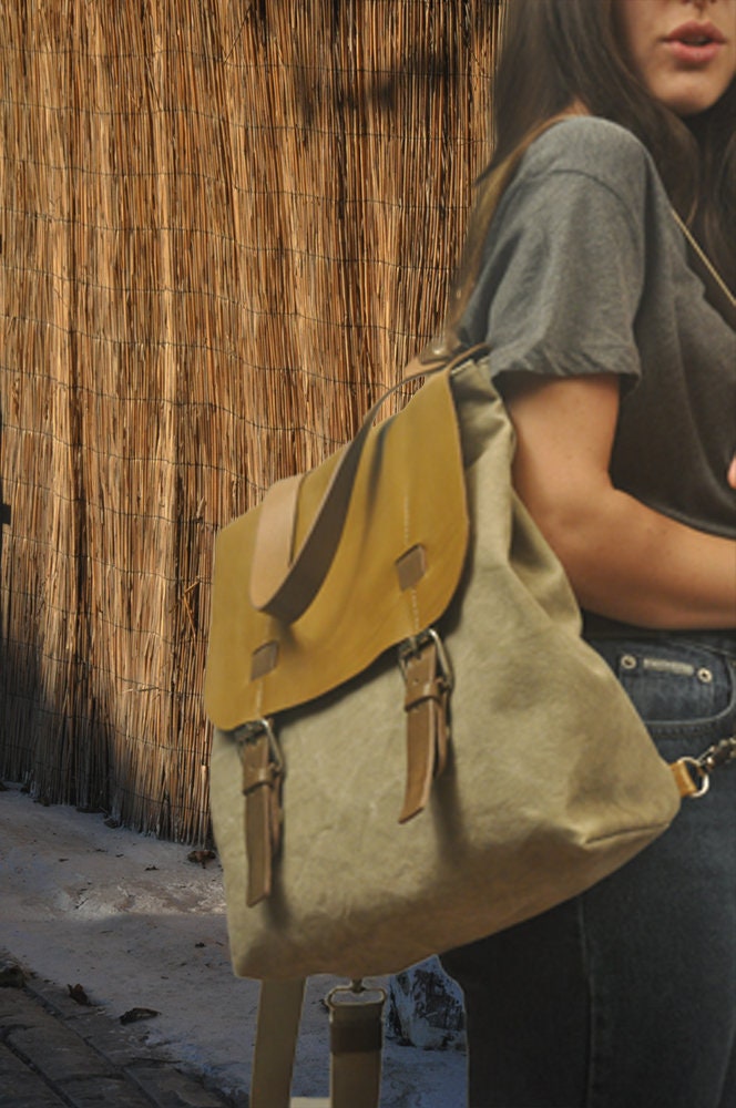 Handmade Canvas-leather Womens Backpack Shoulder Messenger - Etsy