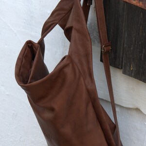 Leather Backpack in Chocolate Brown ,slouchy Bag, Shoulder Bag,everyday ...
