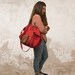 Handmade Shopping Bag in Faded Red Canvas Leather,named Girona ,made to ...