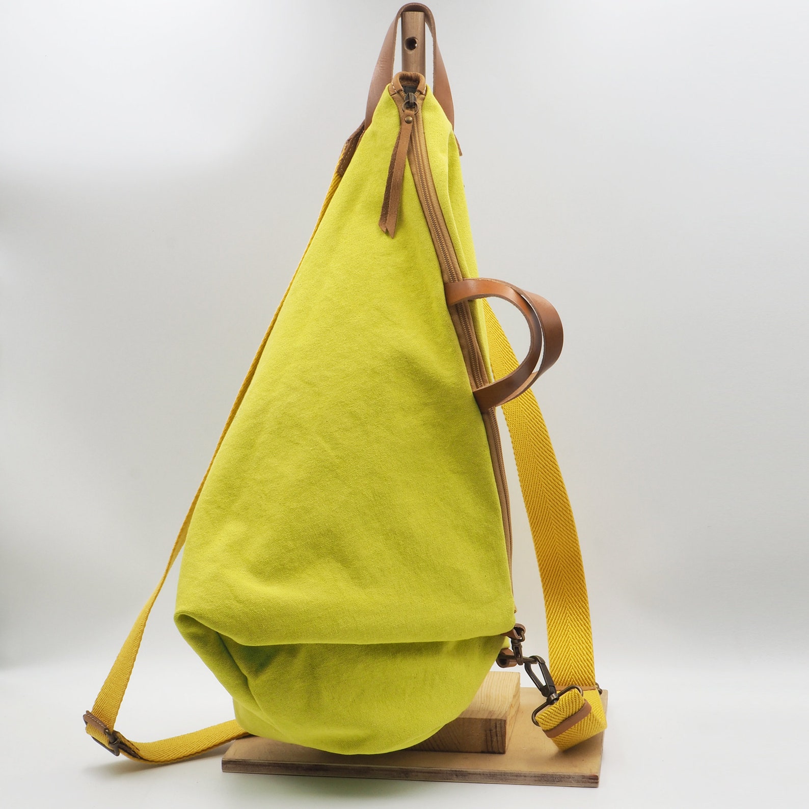 Handmade Convertible ,backpack,shoulder ,cross Body Bag ,in Lime Canvas ...