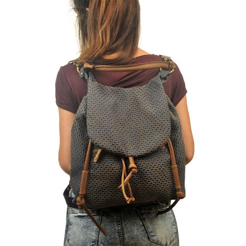 Handmade Shoulder Bag Backpack in Patterned Fabric With | Etsy