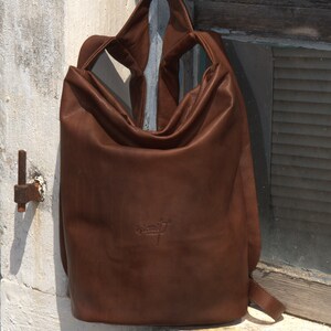 Leather Backpack in Chocolate Brown ,slouchy Bag, Shoulder Bag,everyday ...