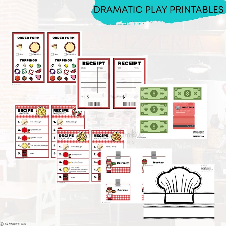 Pizza Shop Dramatic Play Printable Kit – Pretend Play Restaurant for ...