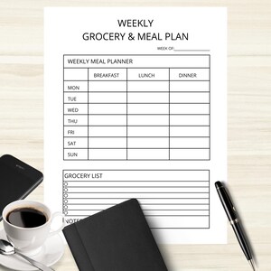 Printable Weekly Grocery & Meal Plan | Simple and Clean Design ...