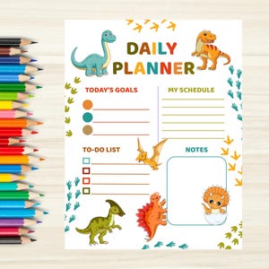 Printable Daily Planner for Kids | Dinosaur Theme | Fun & Colorful ...