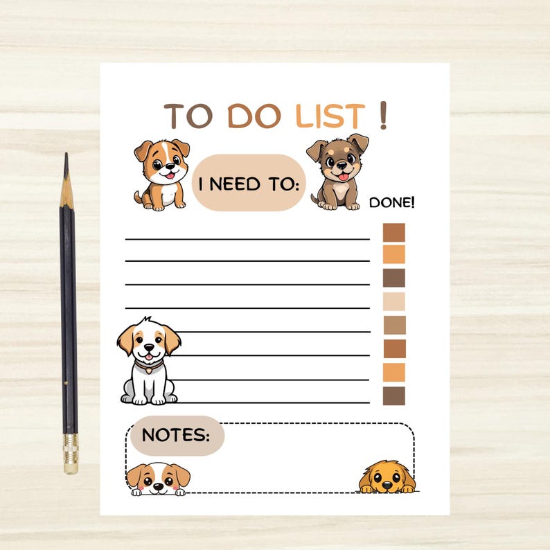 Printable Kids To-do List | Cute Dog Theme Task Chart | Fun & Colorful ...