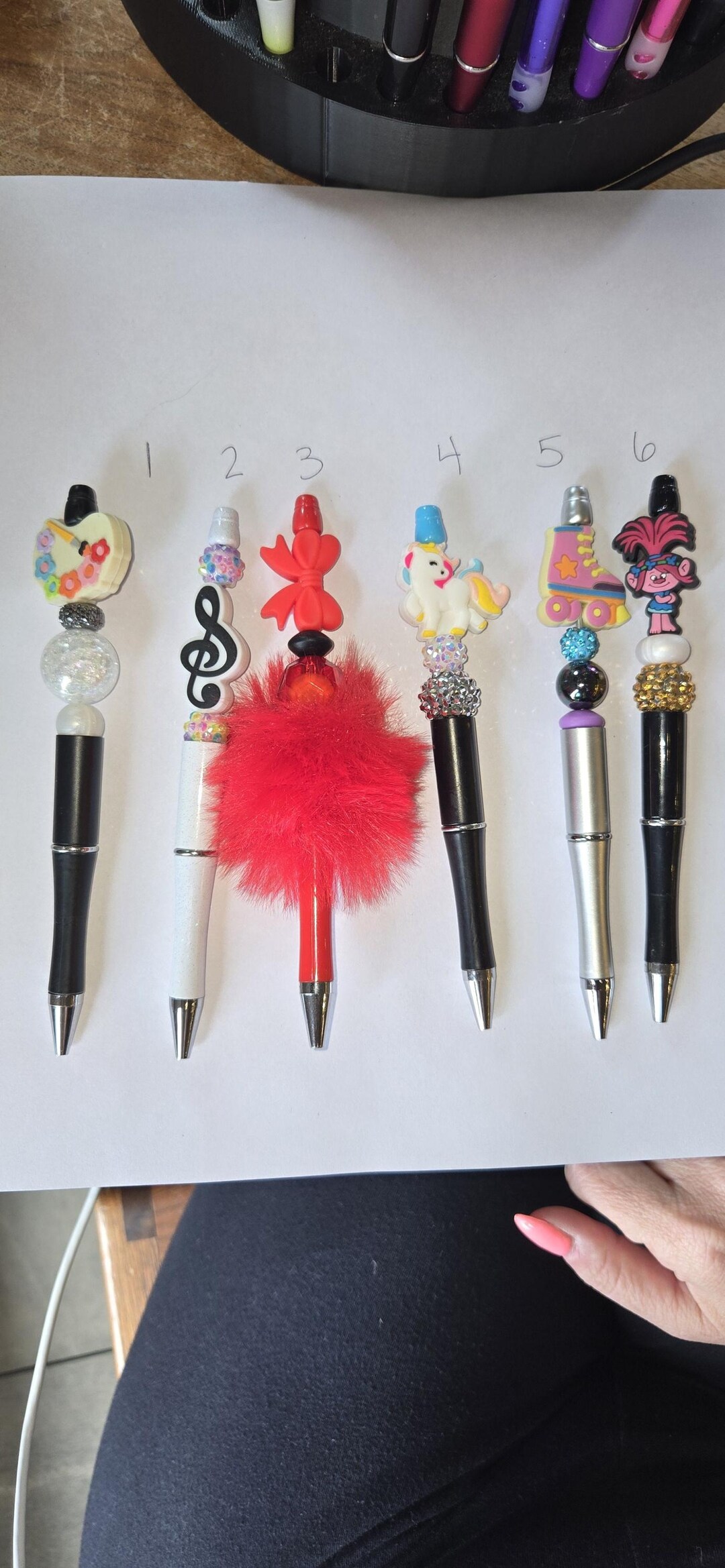 Art Palette, Music, Unicorn Troll Fluffy Red Bow Pens - Etsy