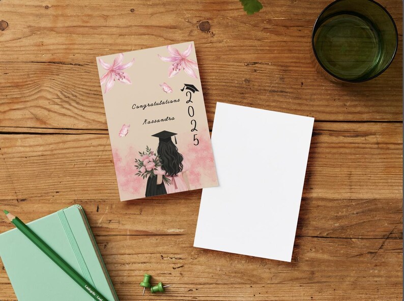 Graduation Card | Editable Canva Template | Pink Floral Graduation ...