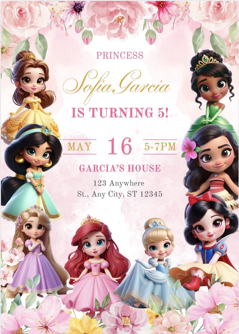 Princess Birthday Invitation | Editable Royal Party Canva Template ...