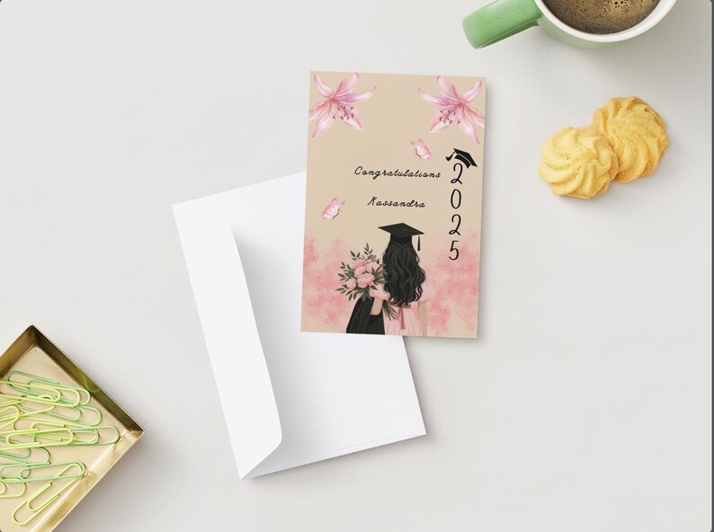 Graduation Card | Editable Canva Template | Pink Floral Graduation ...