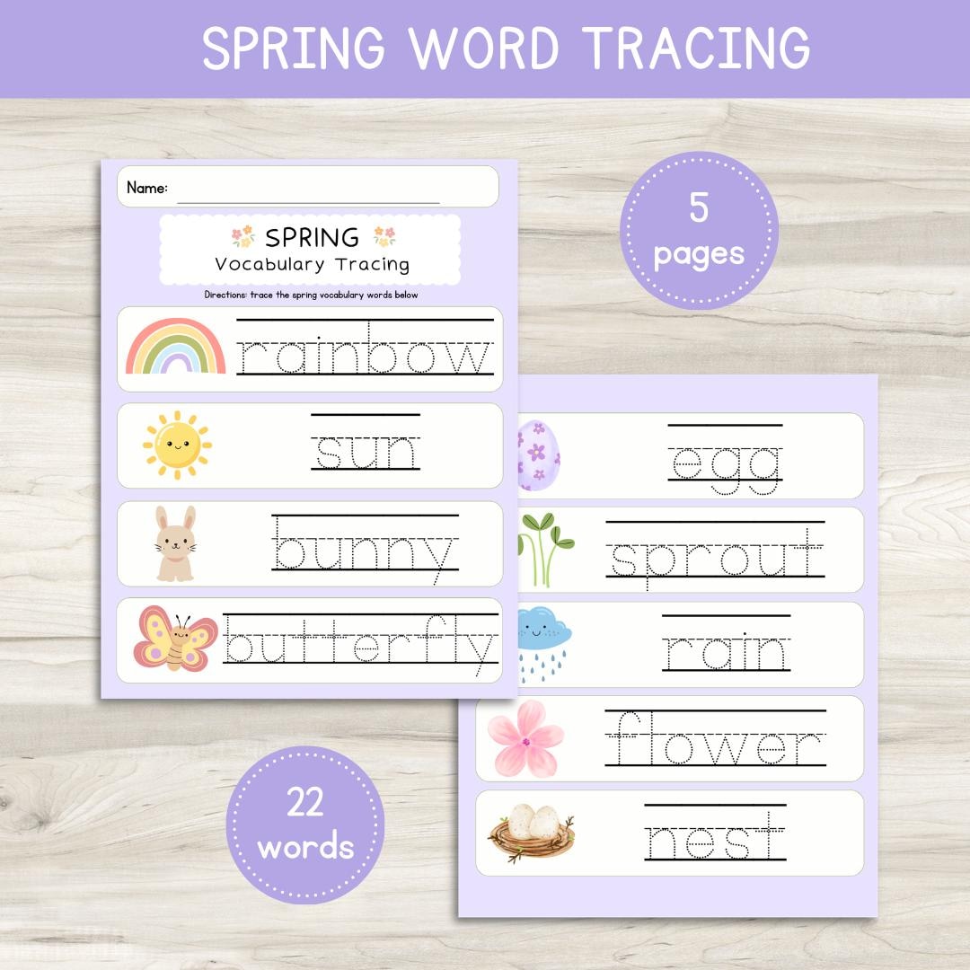 Spring Word Tracing Printable | Pre-k & Kindergarten Handwritng ...