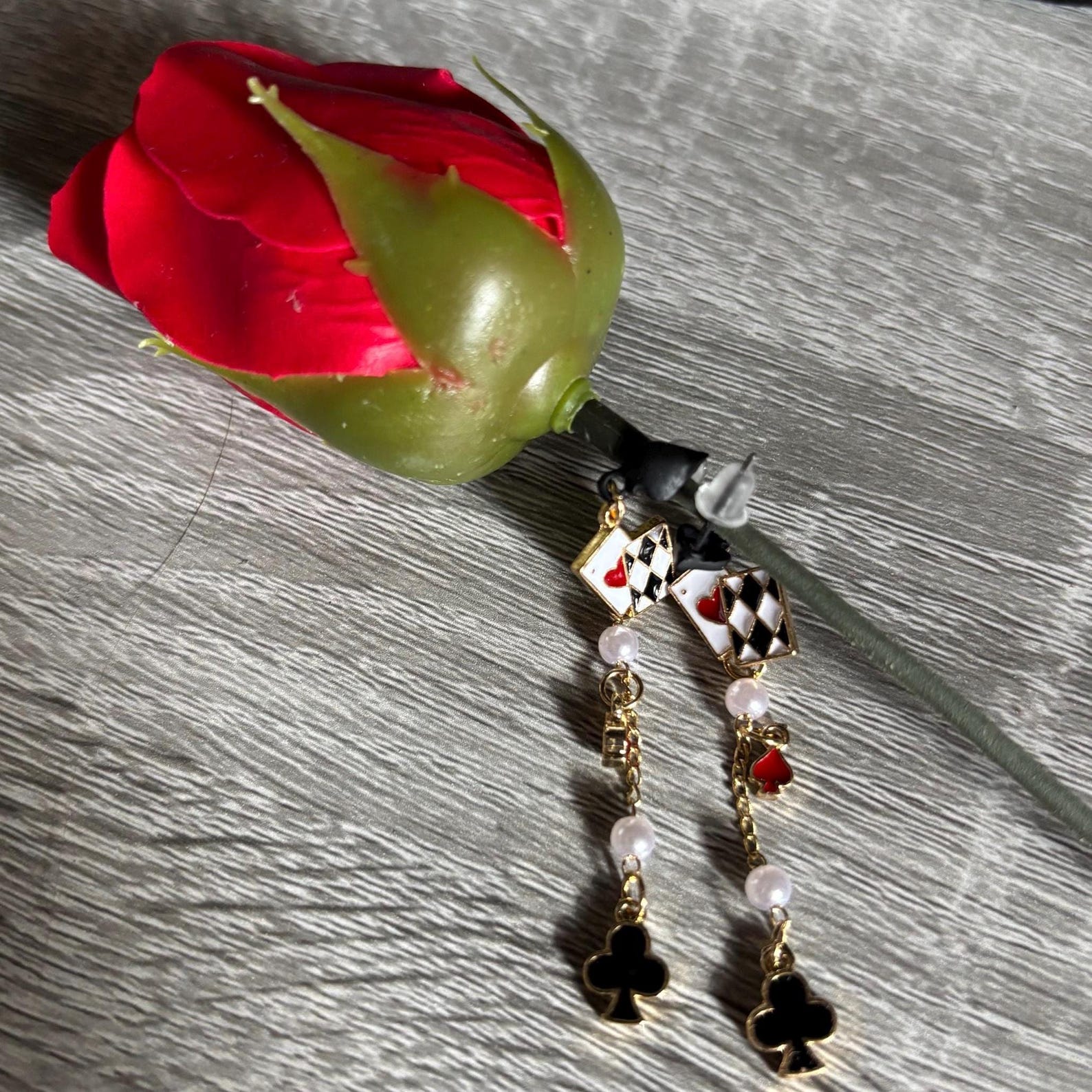 Alice in Wonderland Lucky Cards Drop Earrings - Etsy