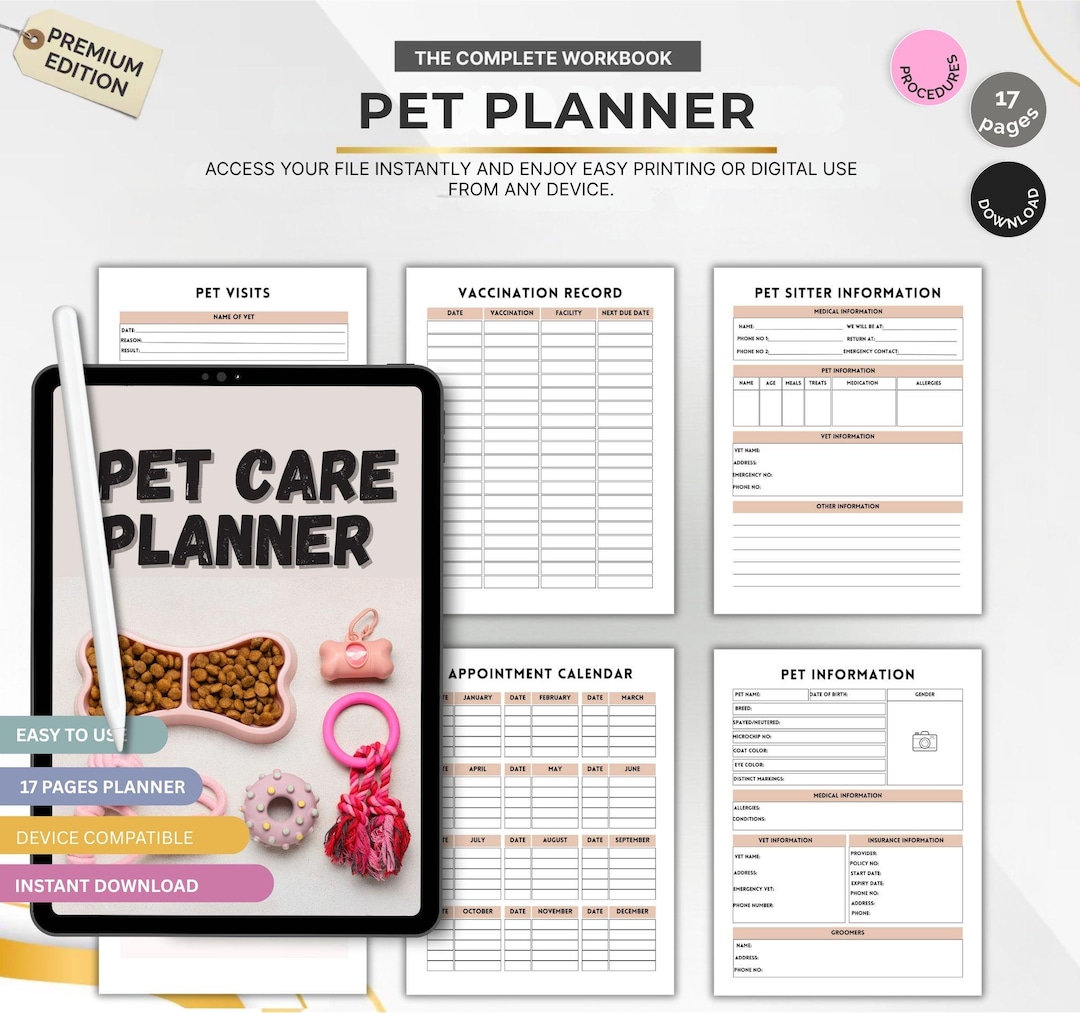 Pet Planner Printable | Daily Pet Care Journal PDF, Routine Tracker for ...