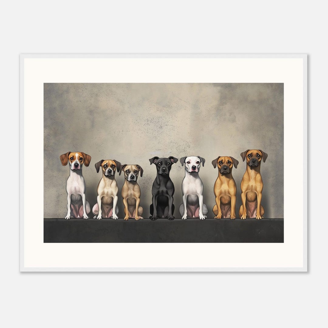 Dog Lineup Wall Art | Cute Dog Poster | Dog Family Canvas | Dog Lover ...