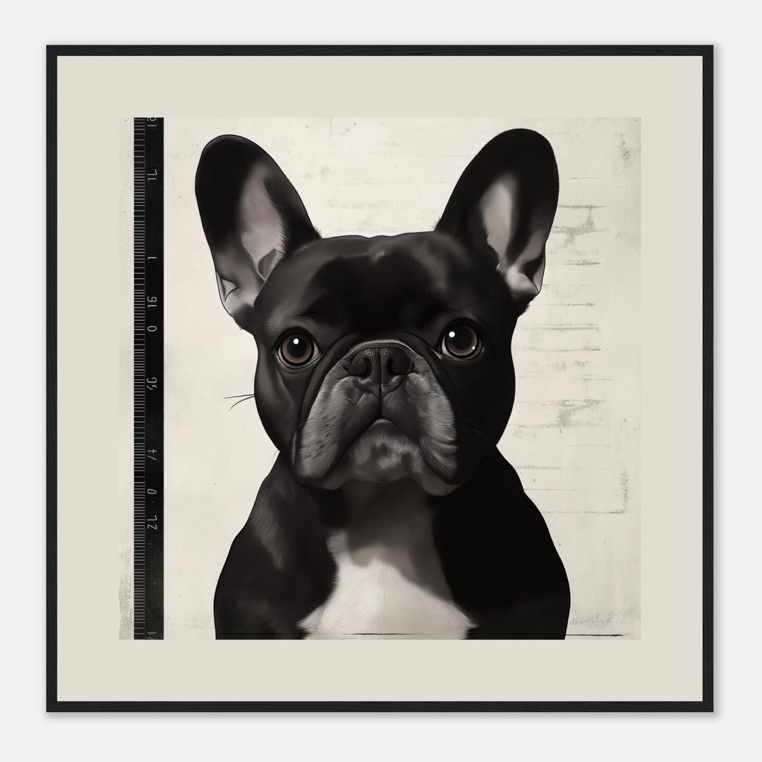 Framed French Bulldog Mugshot Poster - Unique Framed Art for Dog Lovers ...