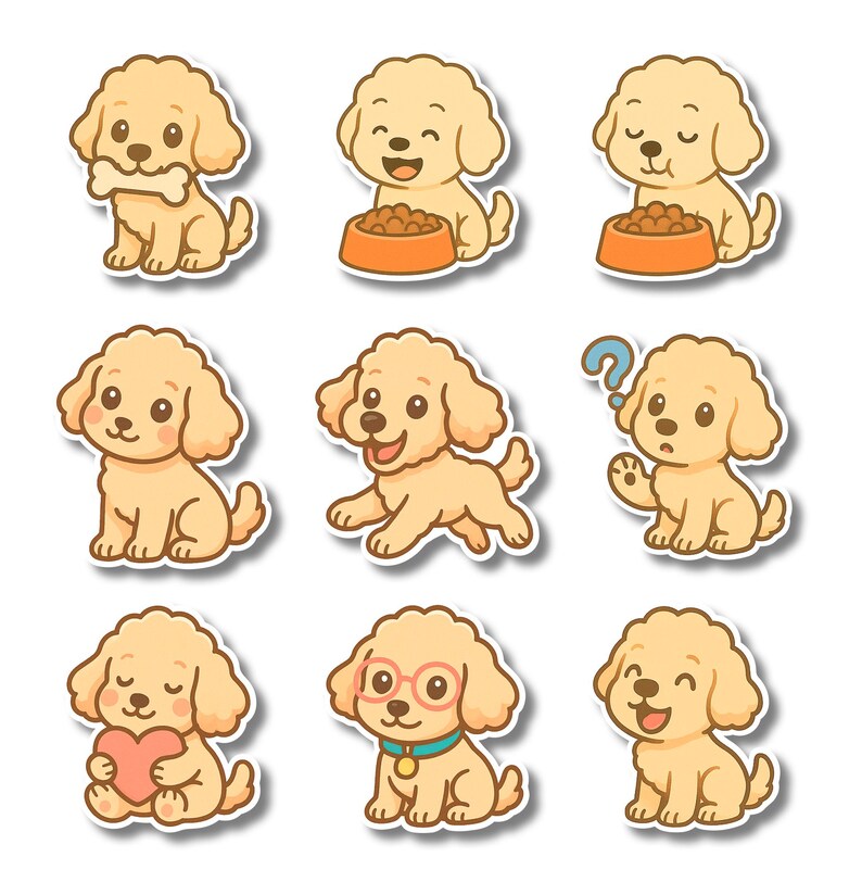 Cute Poodle Dog Stickers – Printable Kawaii Puppy Clipart for Planners ...