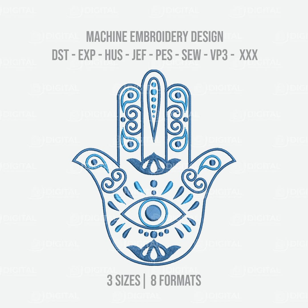 Indian Hamsa Hand Machine Embroidery Design, Embroidery File, 3 Sizes ...