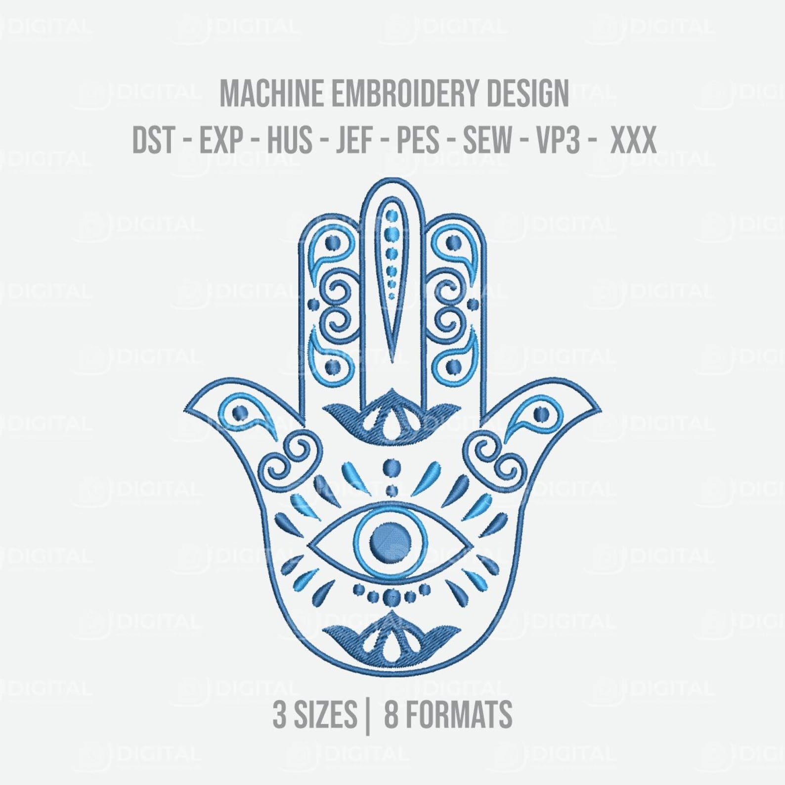 Indian Hamsa Hand Machine Embroidery Design, Embroidery File, 3 Sizes ...