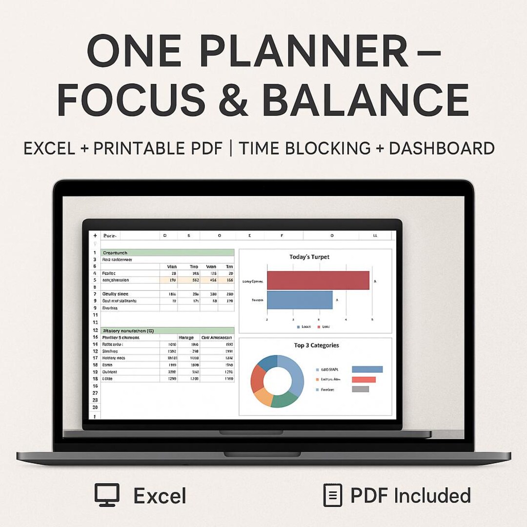 Time Blocking Planner Excel & Printable PDF | Weekly Schedule Template | Focus Vs Distraction ...