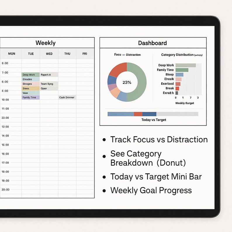 Time Blocking Planner Excel & Printable PDF | Weekly Schedule Template ...