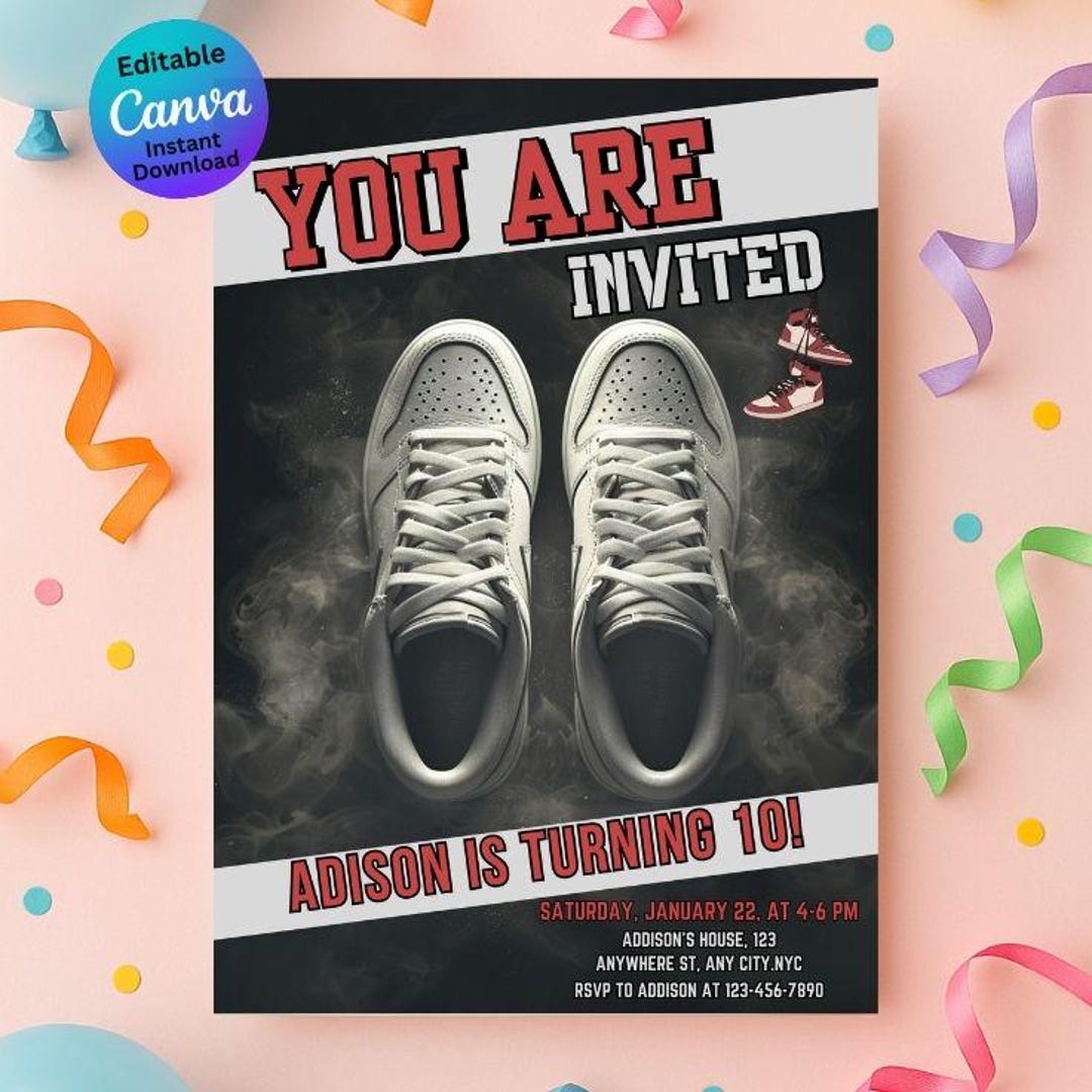 Sneaker Ball Birthday Invitation, Street Style Sneaker Party Invite ...