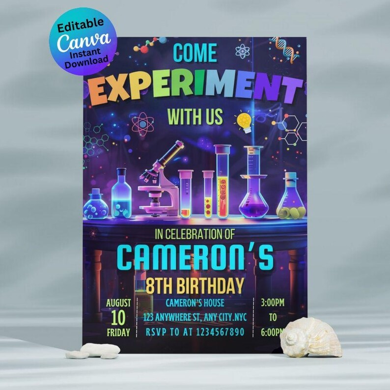 Mad Science Birthday Invitation | Printable Science Party Invite ...