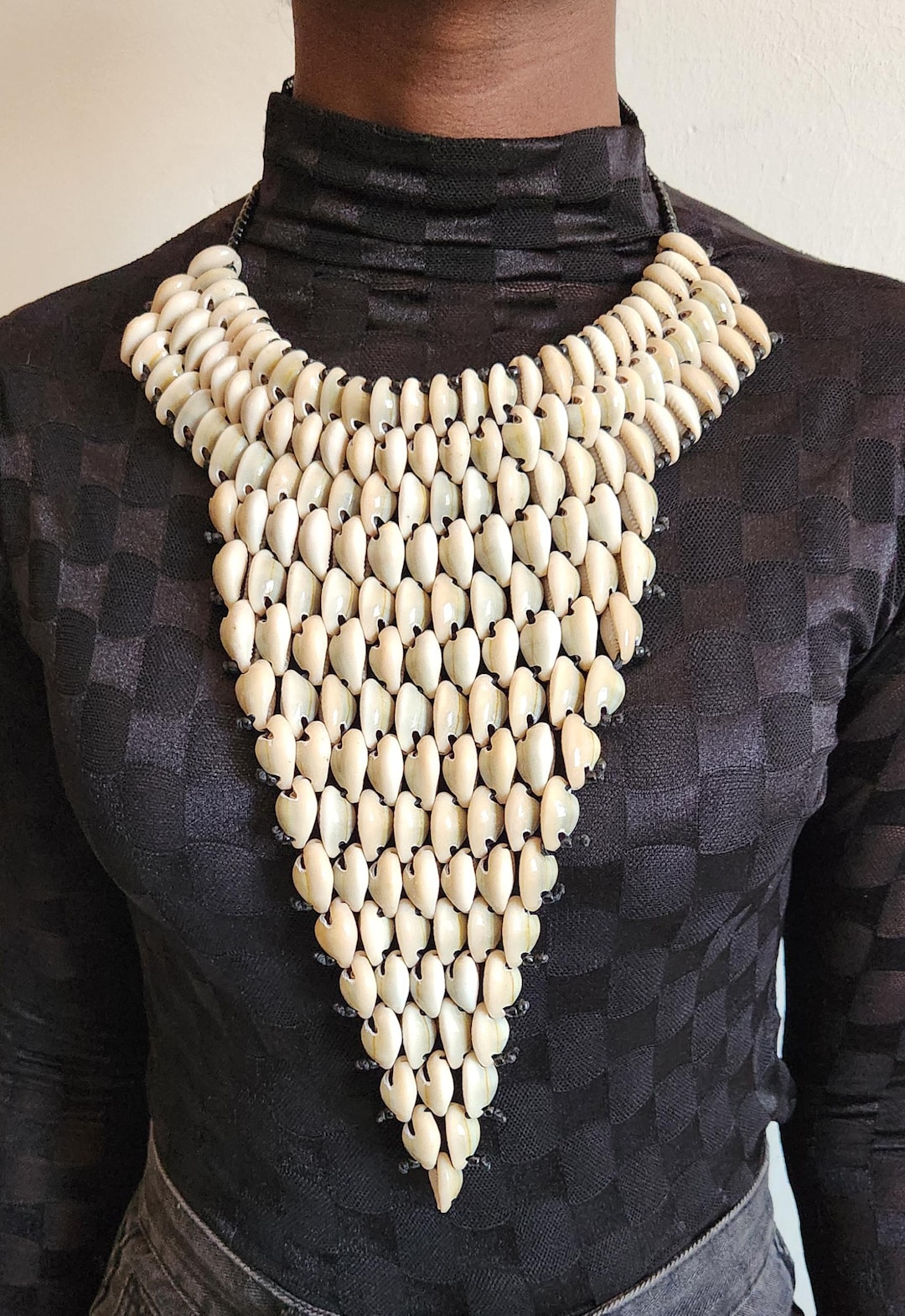 Cowrie Shell Bib Necklace: African Tribal Bohemian Jewelry - Etsy